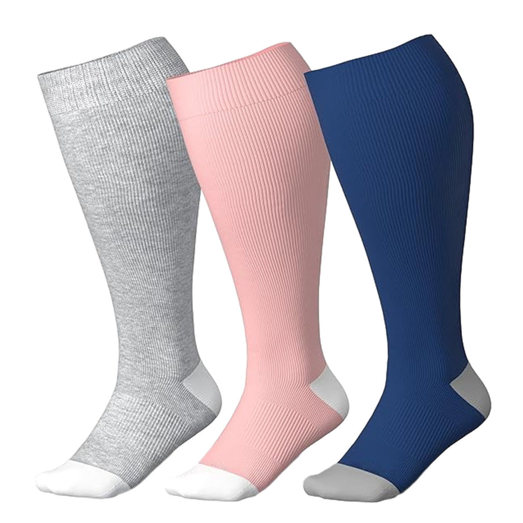 3 Pairs 2XL/4XL Wide Calf Compression Socks 15-20 mmHg (6 Styles) – Sockscompression